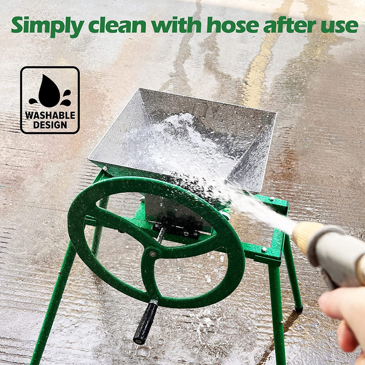 Fruit and Apple Crusher with Flywheel and Stand - 7L Manual Juicer Gri ...