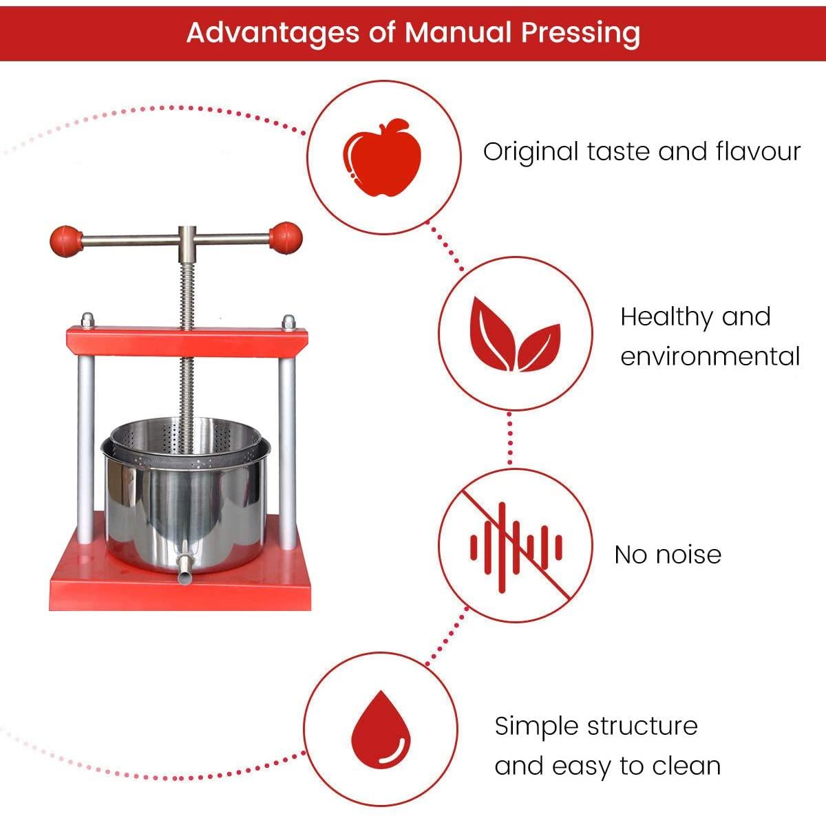 Tabletop Wine/Fruit/Cheese /Tincture Press 0.53/0.8/1.6Gal – EJWOX ...